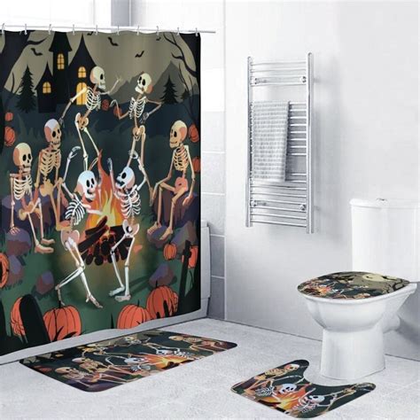 Skeleton Dancing Bathroom 4 Piece Set Shower Curtain Set Sold By Esme