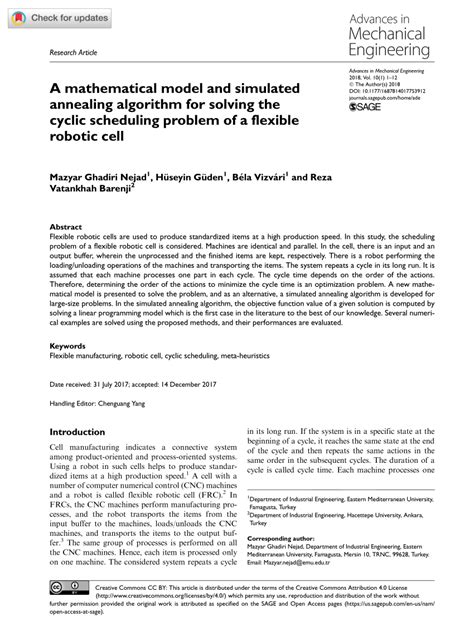 Pdf A Mathematical Model And Simulated Annealing Algorithm For