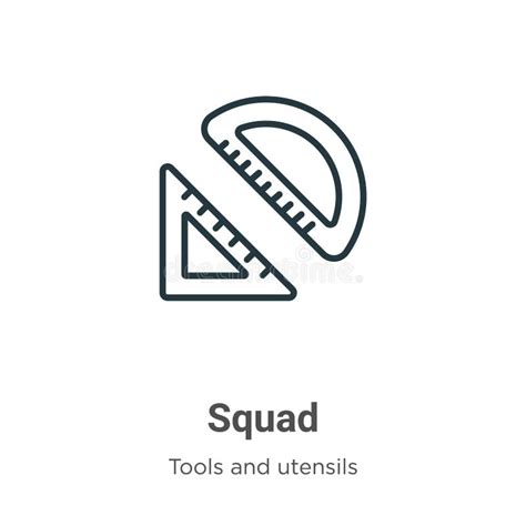 Outline Squad Vector Icon Isolated Black Simple Line Element