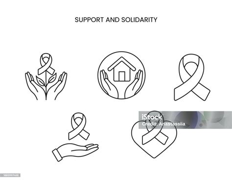 암 환자에 대한 연대 및 가정 간호 및 지원 암 악성 질환 벡터 라인 아이콘 아이콘에 대한 스톡 벡터 아트 및 기타 이미지 아이콘 종양학 검은색 Istock