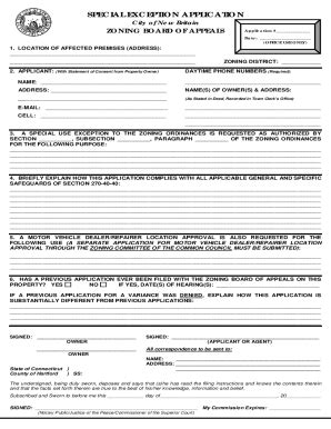 Fillable Online Special Exception Application Form Fax Email Print PdfFiller