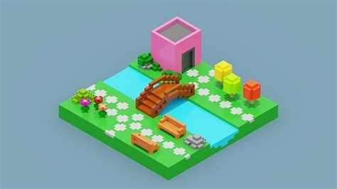 3d model isometric voxel art vr ar low poly cgtrader