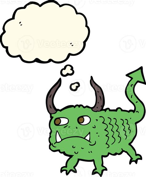 Cartoon Little Demon With Thought Bubble 39882737 Png