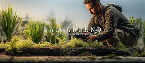 Premium Psd Garden Worker Trimming Backyard Lawn