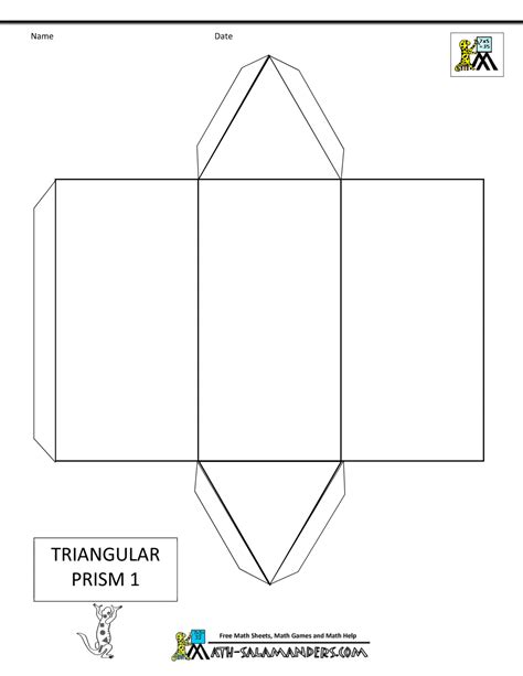A Triangular Prism Net With Tabs Use The Link To Access The Same Net