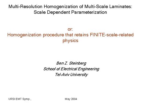 Multiresolution Homogenization Of Multiscale Laminates Scale Dependent Parameterization