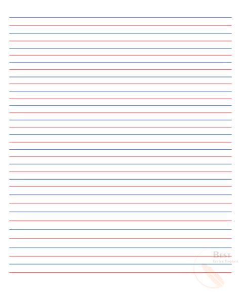 Red And Blue Lined Handwriting Paper Printable