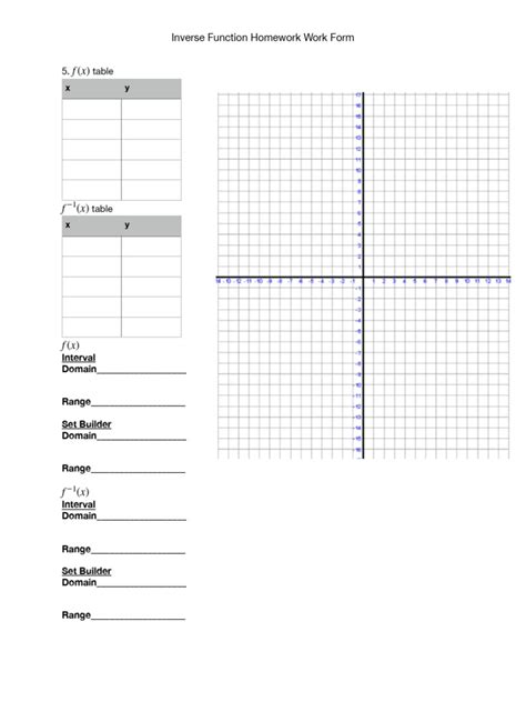 Inverse Functions Homework Work Form Pdf