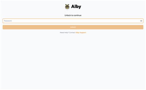 When An Existing User Tries To Use Alby From A Browser A Full Screen Window Called Unlock To