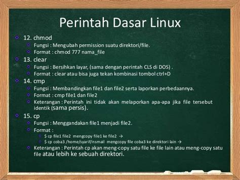 Perintah Dasar Linux Dan Fungsi Fungsinya
