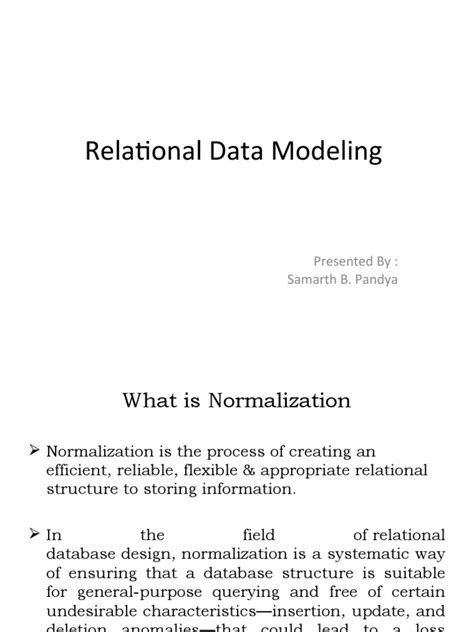 Relational Data Modeling Presented By Samarth B Pandya Pdf