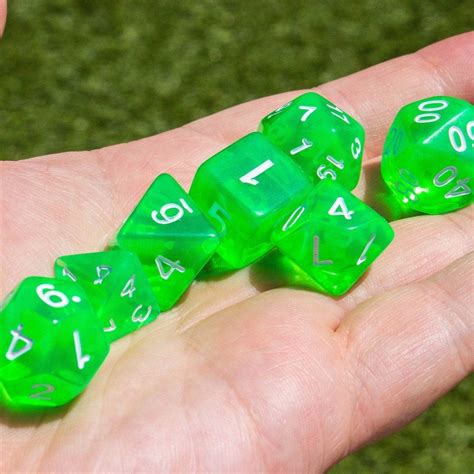 Radiant Green Dnd Dice Set Dnd Dice