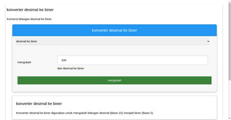 Konverter Desimal Ke Biner Alat Konversi Desimal Dan Biner