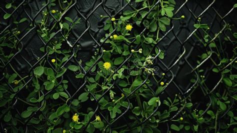 Black Netting With Green Shoots Of Plants Growing Through It Small