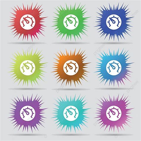 Vector Set Of Original Needle Buttons Featuring Speedometer Icons And Speed Indicators Vector
