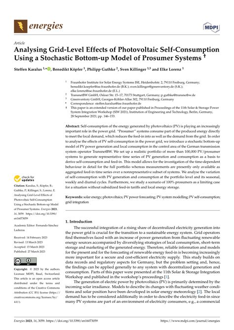 Pdf Analysing Grid Level Effects Of Photovoltaic Self Consumption