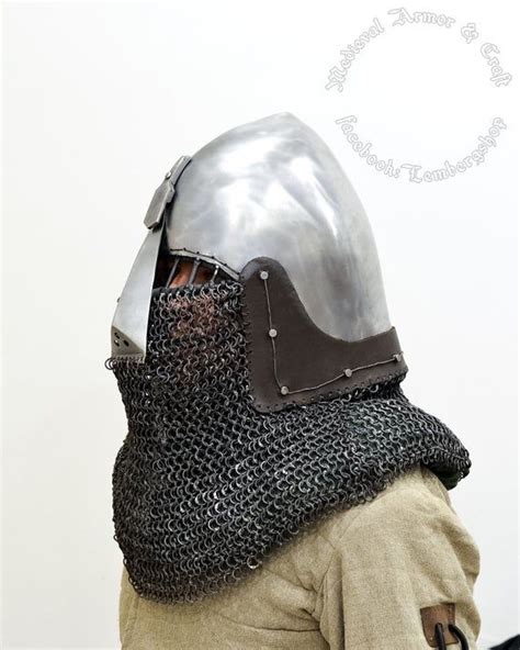 Nasal Bascinet Helm With Padding And Aventail Included With Extra Bars According To The Sca