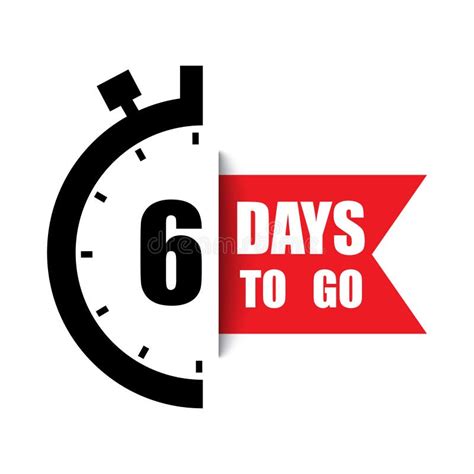 Number Six Highlight 6 Days To Go Countdown Timer Shape Vector Clock