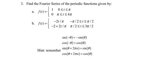 Solved Find The Fourier Series Of The Periodic Functions Chegg