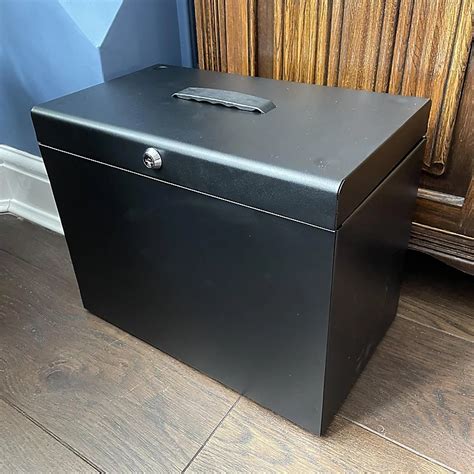 Metal Lockable File Box With 5 Suspension Files Store And Organise