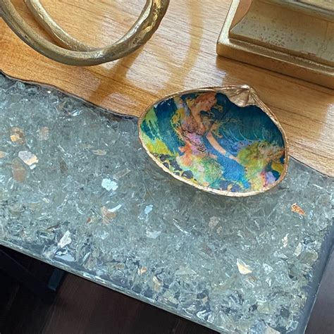 Decoupage Clam Shell Decor Mermaid And Sea Dragon Art Deco Etsy