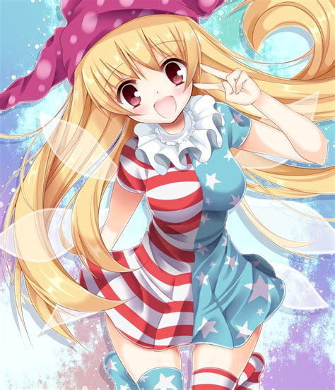 Safebooru 1girl D Blonde Hair Breasts Clownpiece Fairy Wings Hat