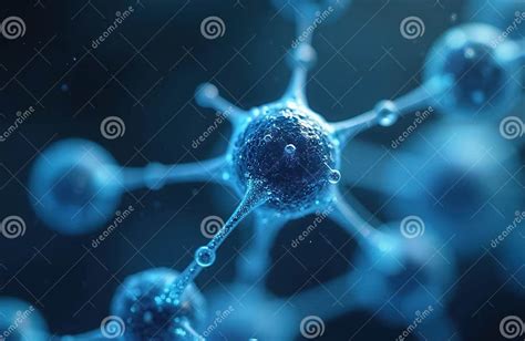 Abstract Microscopic View Of Interconnected Blue Molecules Complex Structure Of Atoms Molecules
