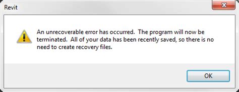 An Unrecoverable Error Has Occurred When Using Revit Revit