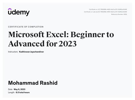 Mohammad Rashid On Linkedin I Recently Completed Kadhir Sirs Excel