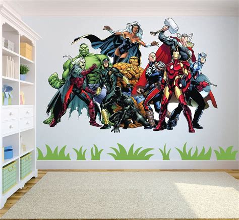 Marvel Avengers Superheroes Group Wall Art Sticker Decal For Etsy