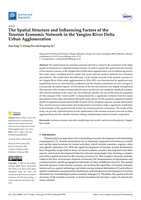 Pdf The Spatial Structure And Influencing Factors Of The Tourism Economic Network In The