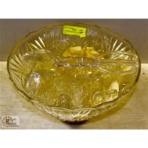 Antique Crystal Punch Bowl Set