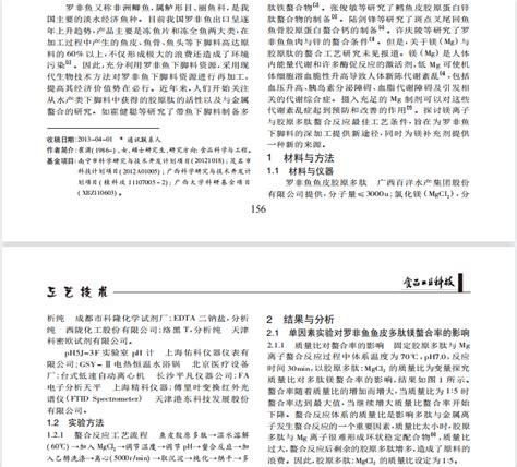 响应面法优化罗非鱼鱼皮胶原多肽螯合镁的工艺条件的研究 天津港东科技股份有限公司