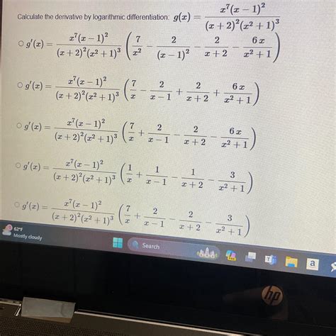 Solved Calculate The Derivative By Logarithmic Chegg