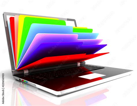 File In Database Laptop And Folders Stock Illustration Adobe Stock