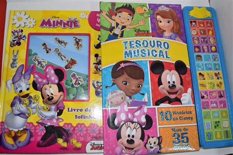 2 Livros Disney Júnior Livro De Imãs Minnie E Tesouro Musical