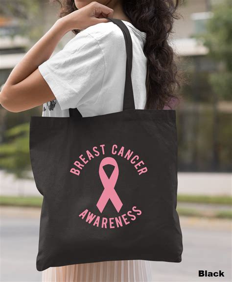 Cancer Ribbon Tote Bag Breast Cancer Awareness Bag Pink Etsy