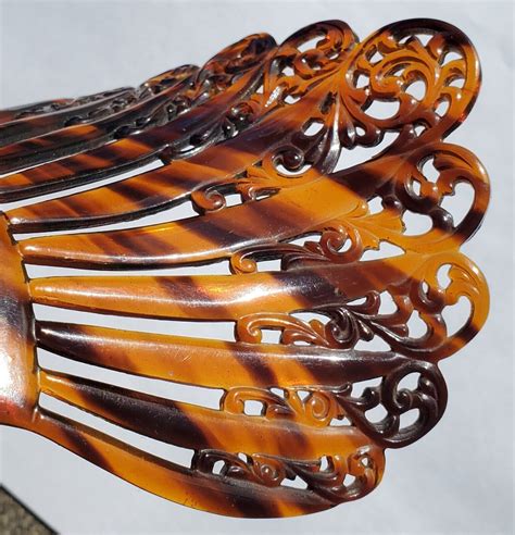Antique Victorian Celluloid Tortoise Shell Intricate … Gem