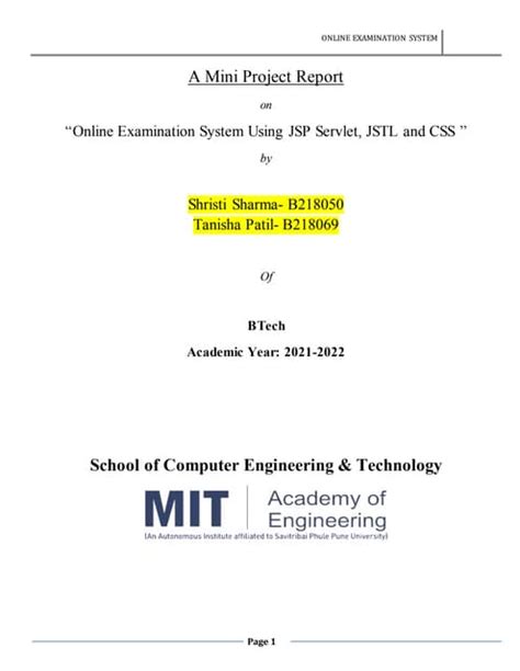 Online Examination Java Projectreportdocx