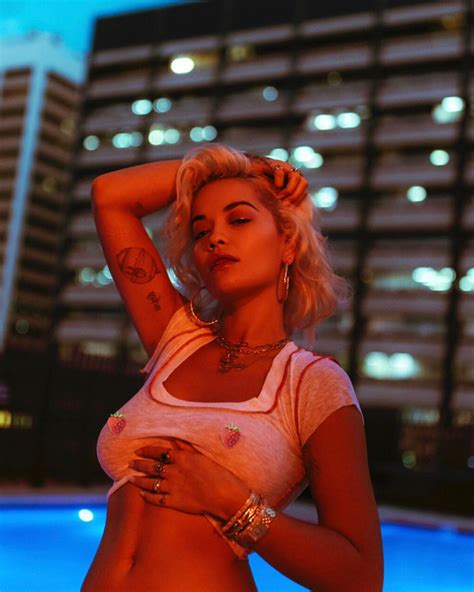 Rita Ora Braless Shirt 4