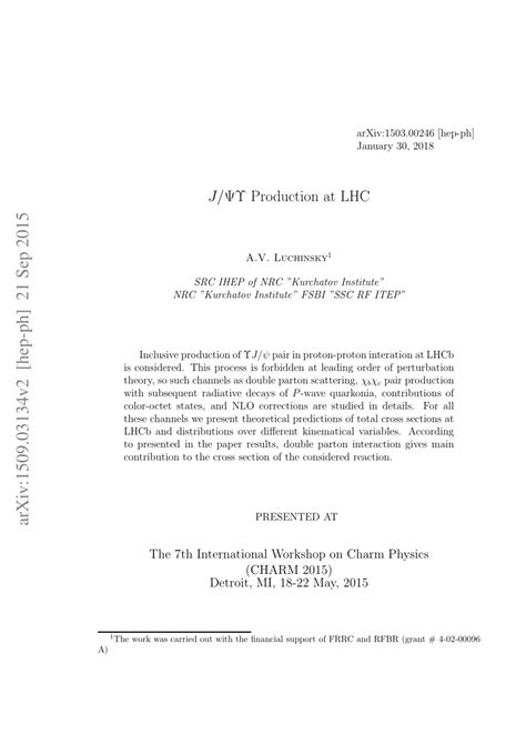Pdf Jpsi Upsilon Production At Lhc