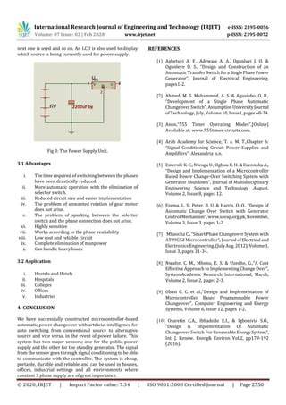 IRJET Microcontroller Based Automatic Power Change Over Mechanism PDF