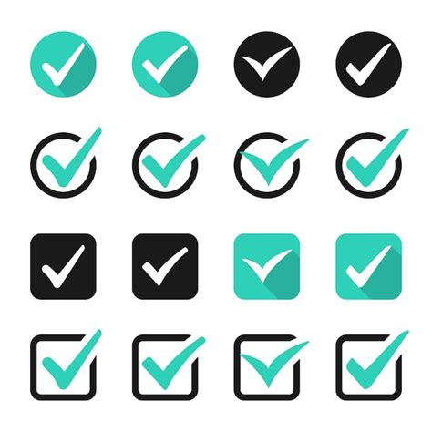 Premium Vector Check Mark Icons Collection Set Of Turquoise Tick