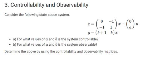 Solved Controllability And Observability Consider The Chegg