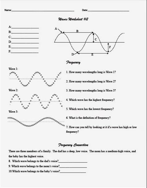 Waves Worksheet Physics Wave Worksheet