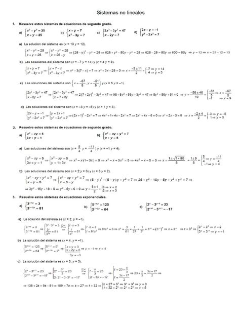 Sistemas No Lineales Con Solución Pdf