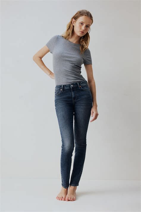 Skinny Regular Ankle Jeans Dark Denim Blue Ladies Handm Gb