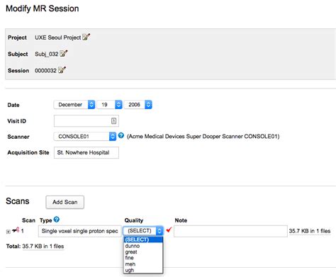 using the xnat api how to configure scan quality labels