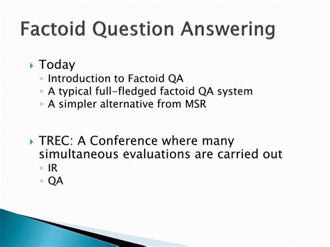 Ppt Web Based Factoid Question Answering Including A Sketch Of Information Retrieval