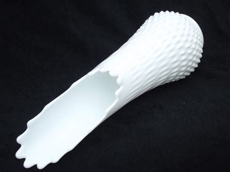 Tall Milk Glass Vase Hobnail Pattern Swung Shape 60s Vintage Art Glass